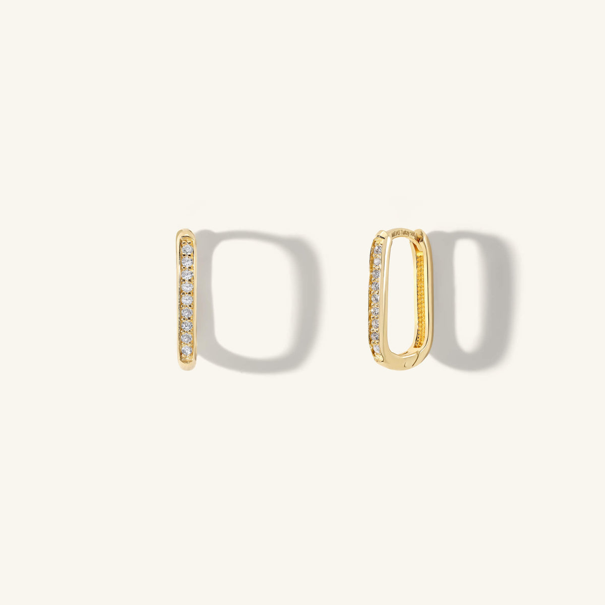 Rounded Rectangular Channel Set Diamond Click Hoops | Zahava
